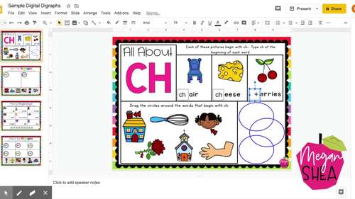 Kindergarten First Grade Digital Digraphs for Distance Learning on Google