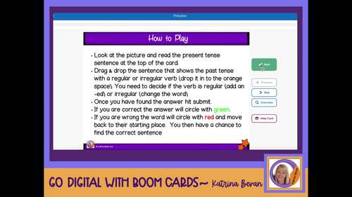 Boom™ Cards: Regular Vs Irregular Verbs for speech therapy by Katrina Bevan