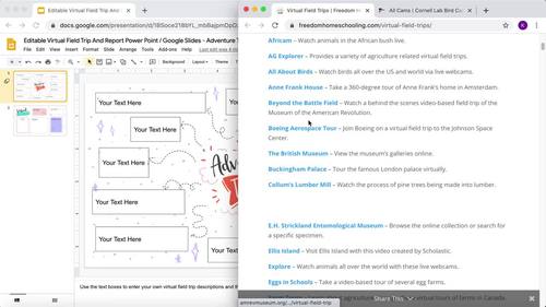 Editable Virtual Field Trip & Report Power Point / Google Slides ...