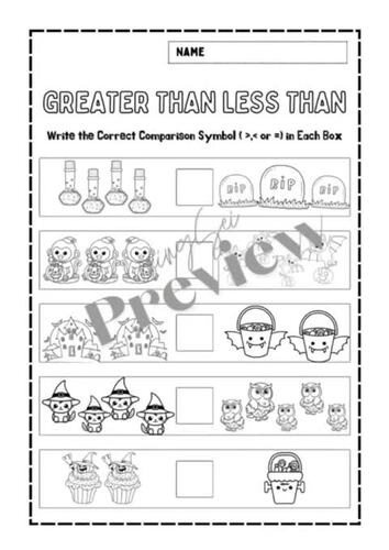 Halloween Math Fun: Greater Than, Less Than, and Coloring | TPT