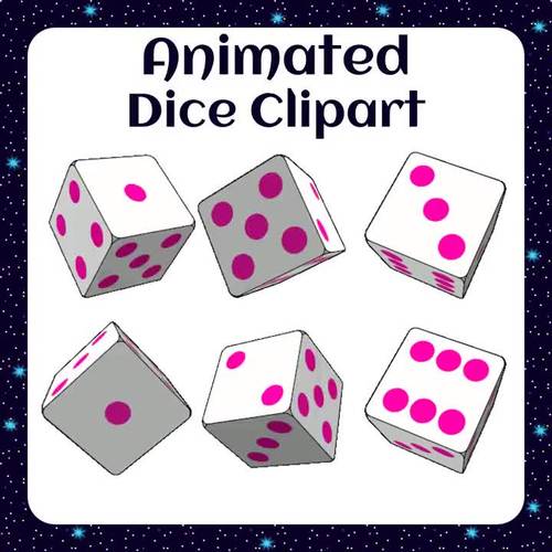Digital Dice GIFs - Animated Clipart – White with Pink Dots | TPT