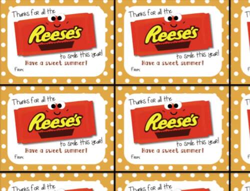 Sweets End of Year Gift Tags BUNDLE-Nerds, Oreo, Kisses, Fruit Snacks ...