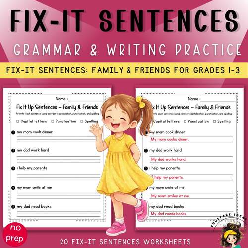 Fix It Up Sentences – Family & Friends | Grammar & Writing Practice ...