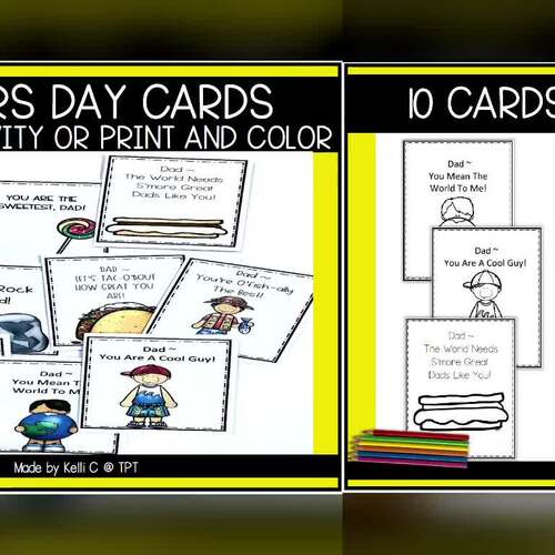 Fathers Day Cards To Color and Writing Activities For Dads by Kelli C