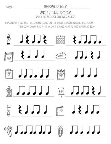 Back to School - Write the Room (Rhythm) by Miss Warner's Classroom