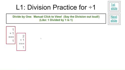 Division Flashcards, Level 1, Math Practice, Math Facts, Flash Cards