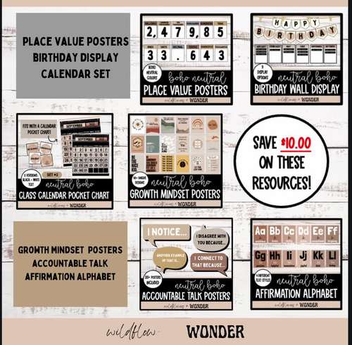 Classroom Decor 2025: Neutral Boho Bundle by Wildflowers and Wonder