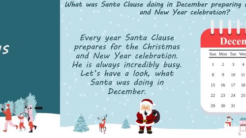 Christmas English ESL PowerPoint Google Slides lesson. Santa's December.