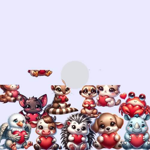 Valentines Day Animal Clipart Bundle Animal Hugging Heart PNG by ...