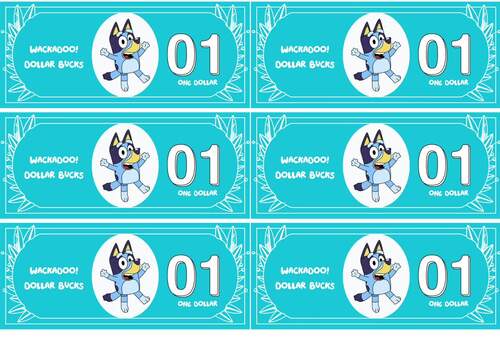 Bluey Dollar Bucks Reward System Classroom Economy Cash by Copies and Chaos