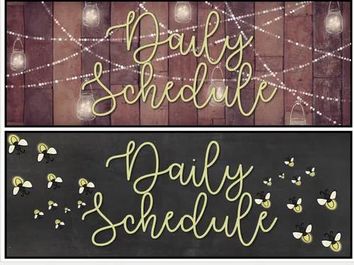 Whimsical Firefly and Mason Jar Classroom Schedule poster cards & clock ...