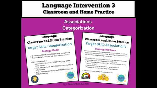 Language Intervention 3: Associations & Categories: Classroom & Home ...