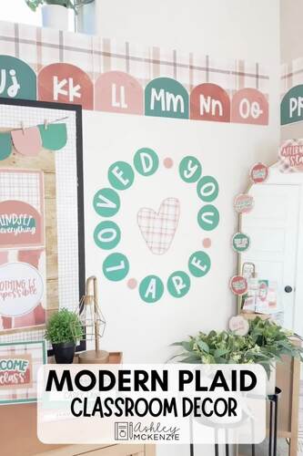 Modern Plaid Classroom Decor Bundle | Editable Classroom Decor | TPT