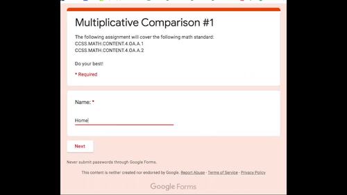 Multiplicative Comparison 4 pack Fourth Grade-Google Classroom™{4.OA.1 ...