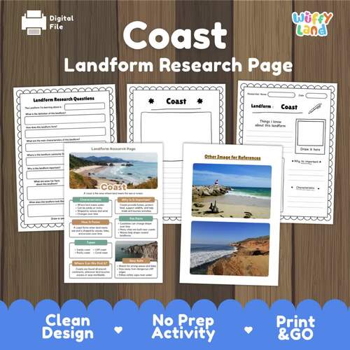 Coast Landform Research Project | Coastal Geography Science Worksheet ...