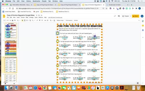 Emotion Regulation Lessons / Interactive Game / Digital Google Slides