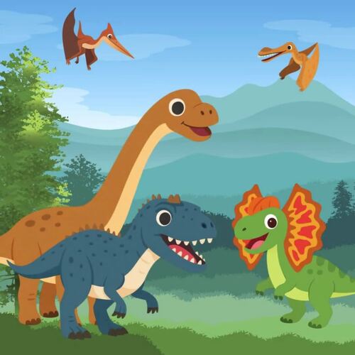 Cute Dinosaur Clipart Set | 32 PNG Cute Dino Illustrations | Kids Learning
