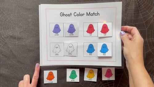 Ghost Color Matching, Preschool Toddler Activity, October Center
