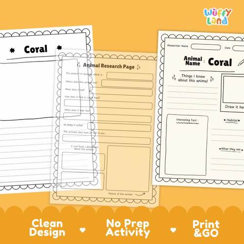 Coral Animal Research Worksheet | Ocean Science Report Marine Biology ...