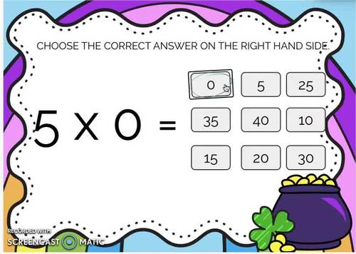 Multiplication Facts (x5) Fives Practice BOOM CARDS (Multiple Choice)
