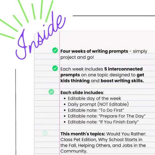 September Morning Work Warm Ups - Daily Bell Ringer Activities for 3rd ...