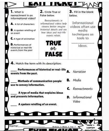 HMH Into Reading Lesson Exit Tickets - Fifth Grade - Module 9 Week 2