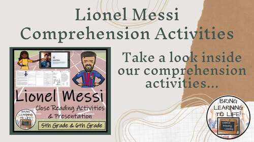 Lionel Messi Close Reading Comprehension Activities | 5th Grade & 6th Grade