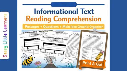 Informational Text Reading Comprehension Passages | Main Idea Graphic ...