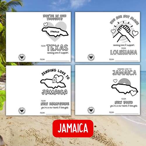 Hurricane Melissa Jamaica Sympathy Support Kids Coloring Card Activity ...