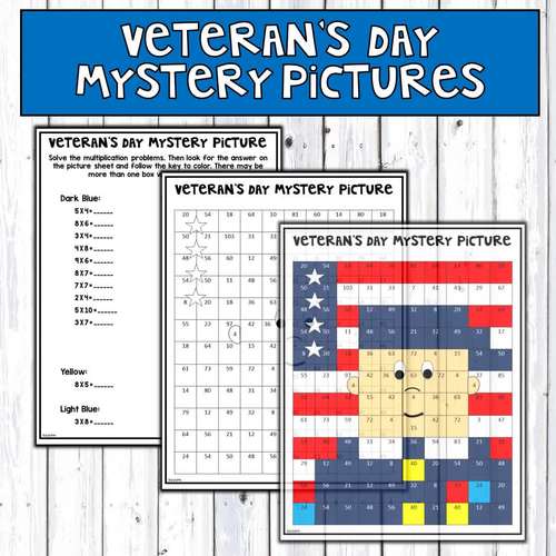 Veteran's Day Math Worksheets | Multiplication Mystery Picture | Color ...