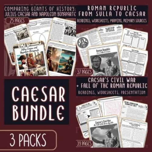 Caesar Bundle - Ancient Rome - 3 Packs - Lessons, Readings, Worksheets