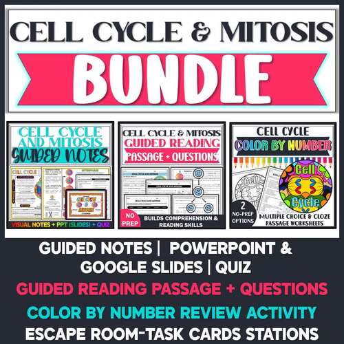 Cell Cycle & Mitosis Worksheets & Activities Bundle + Guided Notes ...
