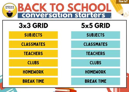 Back to School Conversation Starters and Ice Breakers Speech Therapy ...