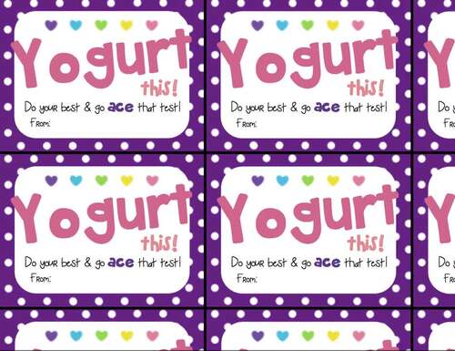 Cute Yogurt Snack Testing Motivation Tag- Yogurt this! Do your best ...