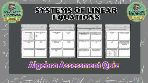 SYSTEMS OF LINEAR EQUATIONS * Algebra Assessment Quiz Test * PDF/PPT
