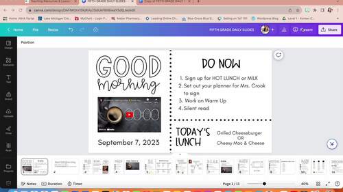 EDITABLE Daily Classroom Slides by Jenna Kyui | TPT