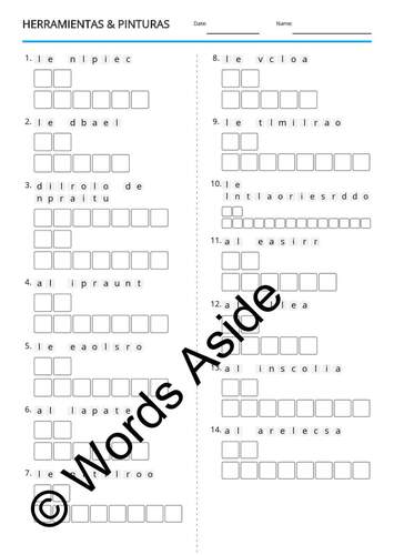 Spanish Word Games Cards Crossword Word Search Anagram TOOLS by Words Aside
