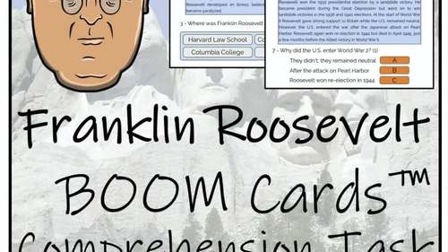 Franklin Roosevelt BOOM Cards™ Comprehension Activity 3rd Grade & 4th Grade