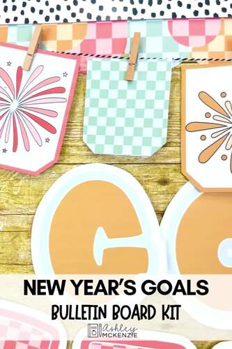 New Year Bulletin Board Kit January Bulletin Board New Year Goals Door ...