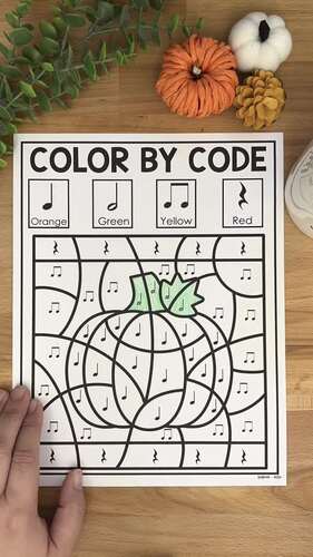 Fall Music Coloring Color by Rhythm Fall Music Worksheets Music Color ...