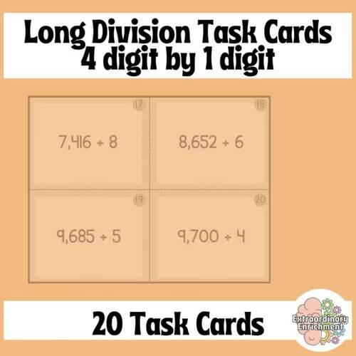 Long Division No Remainders Task Cards | 4th Grade Long Division Review ...
