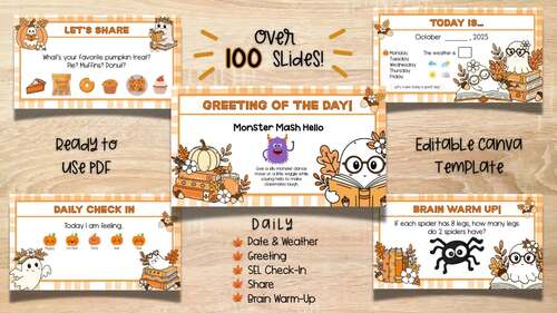 October Morning Meeting Slides | Daily Warm-Ups, Greetings, & SEL ...