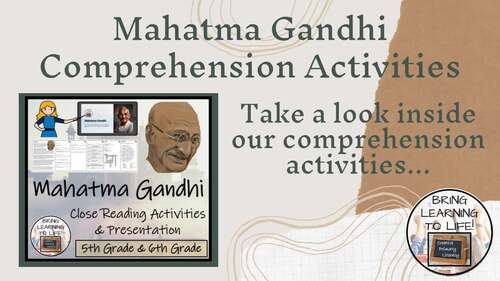 Mahatma Gandhi Close Reading Passage & Comprehension Activities | 5th ...