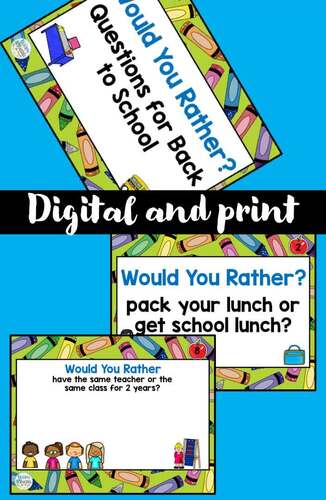 Back to School Would You Rather Questions | TPT