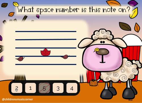 Fall - Line Notes & Space Notes with Numbers Digital Task Cards on Boom ...