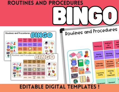 Classroom Routines and Procedures Bingo Template I Digital Bingo