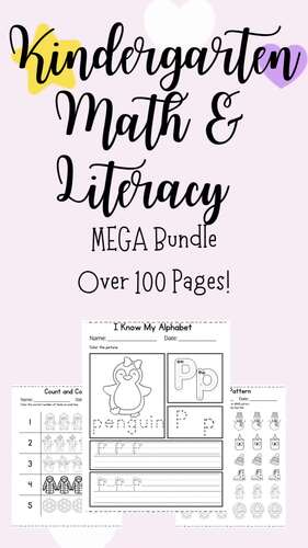 Kindergarten Math & Literacy Winter Worksheet Bundle-Over 100 Pages!
