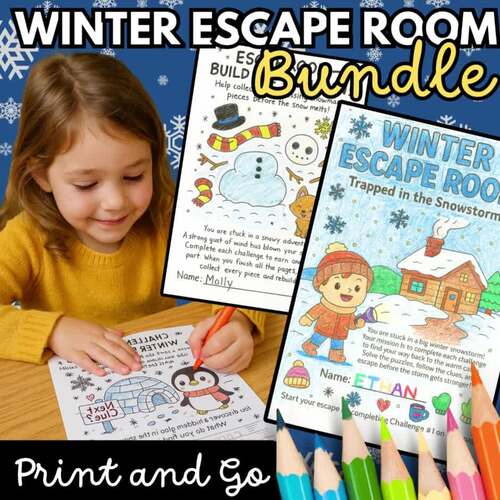 Winter Escape Room Bundle | Snowman + Winter Activities | Christmas ...