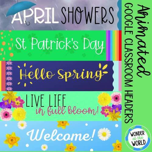 Spring animated banners headers for Google Classroom and Forms | TPT