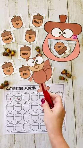 Feed the Acorn - Fall Sight Word Practice - Fry's Sight Words 1 - 25